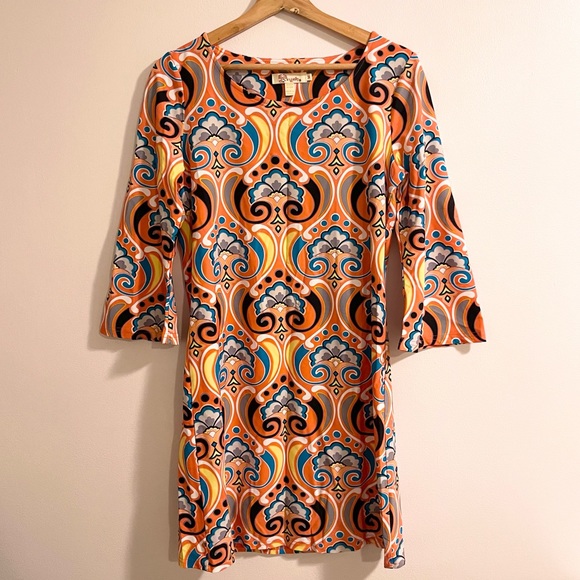 Dresses | 6s Retro Style Orange Patterned Shift Dress | Poshmark